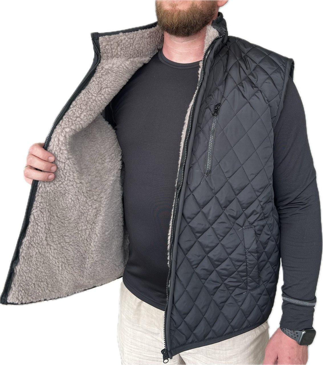 Жилет із овечої вовни балоновий стьобаний Чорний, Унісекс (48-60р.): продаж, ціна у ...