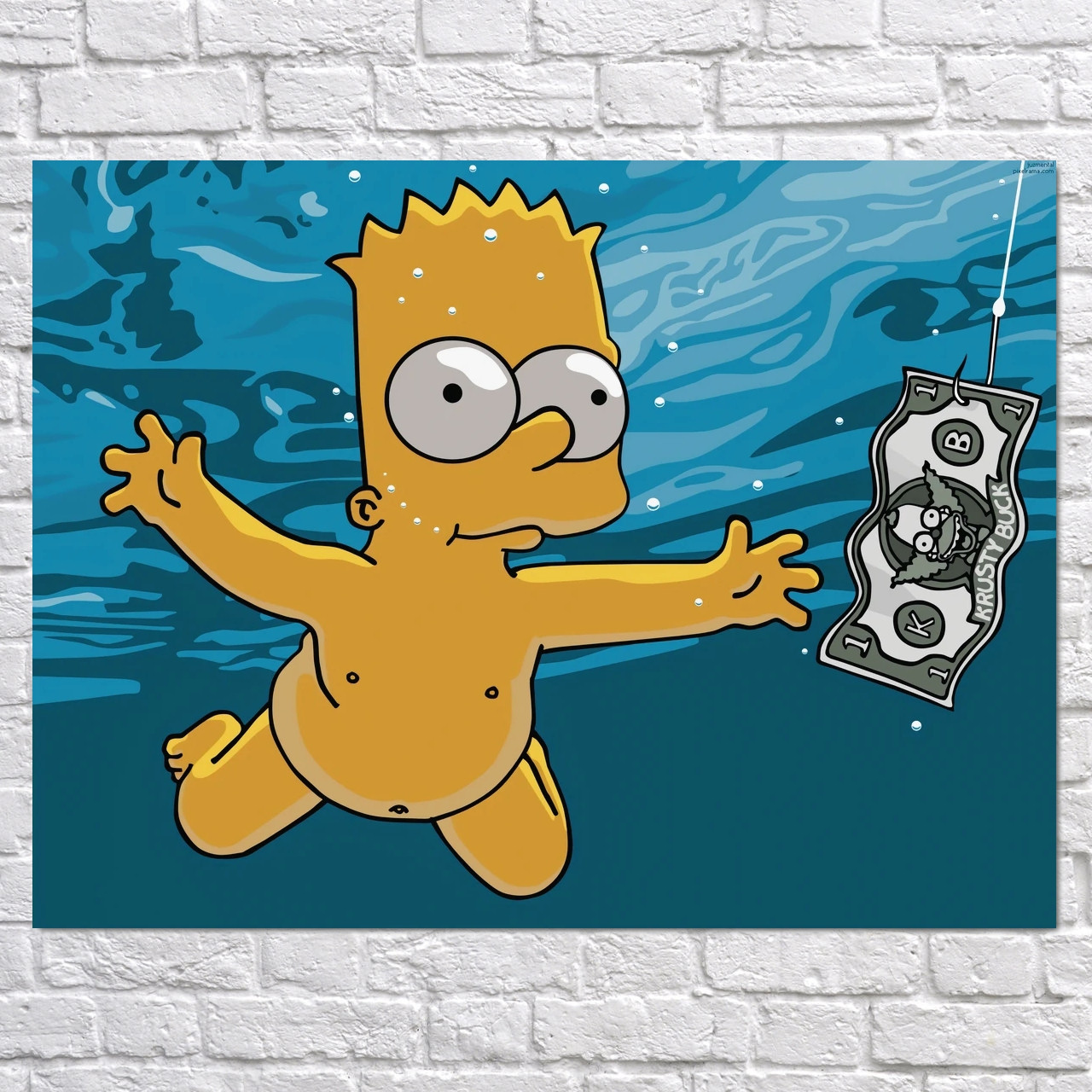 Плакат "Сімпсони, Нірвана, Simpsons, Nirvana, Nevermind", 45×60см ...