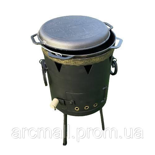 Комплект Казан чугунный с крышкой-сковородой и печкой Brizoll 12 л ...