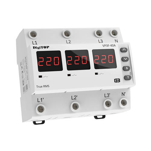 Реле напруги DigiTOP 40А (max 50A) VP-3F40A M6R (ID#2344019374), цена: 3079 ₴, купить на Prom.ua