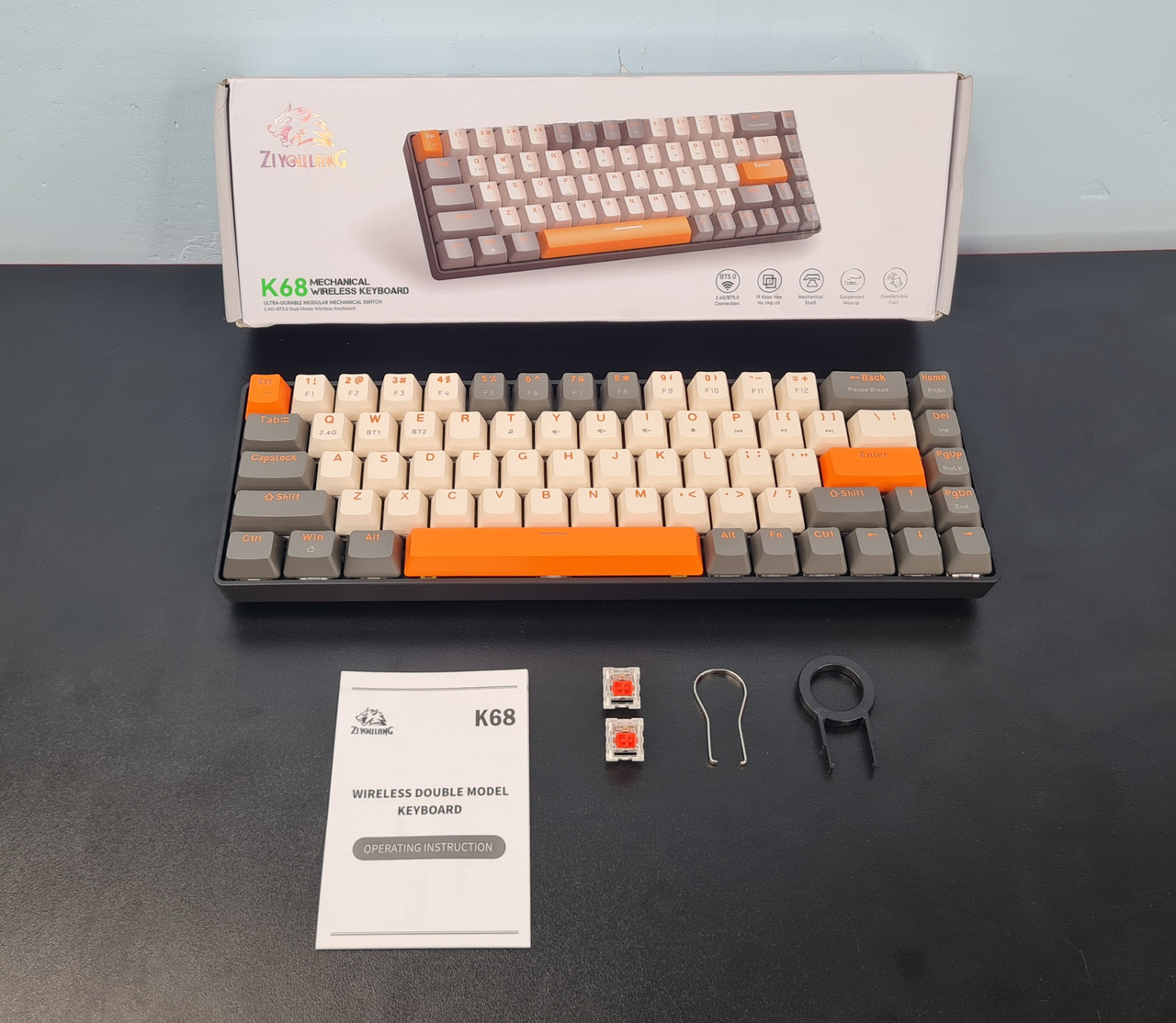 Безпровідна механічна клавіатура Ziyo K68 60% є блютуз, на червоних свічах (ID#2075673361), цена ...