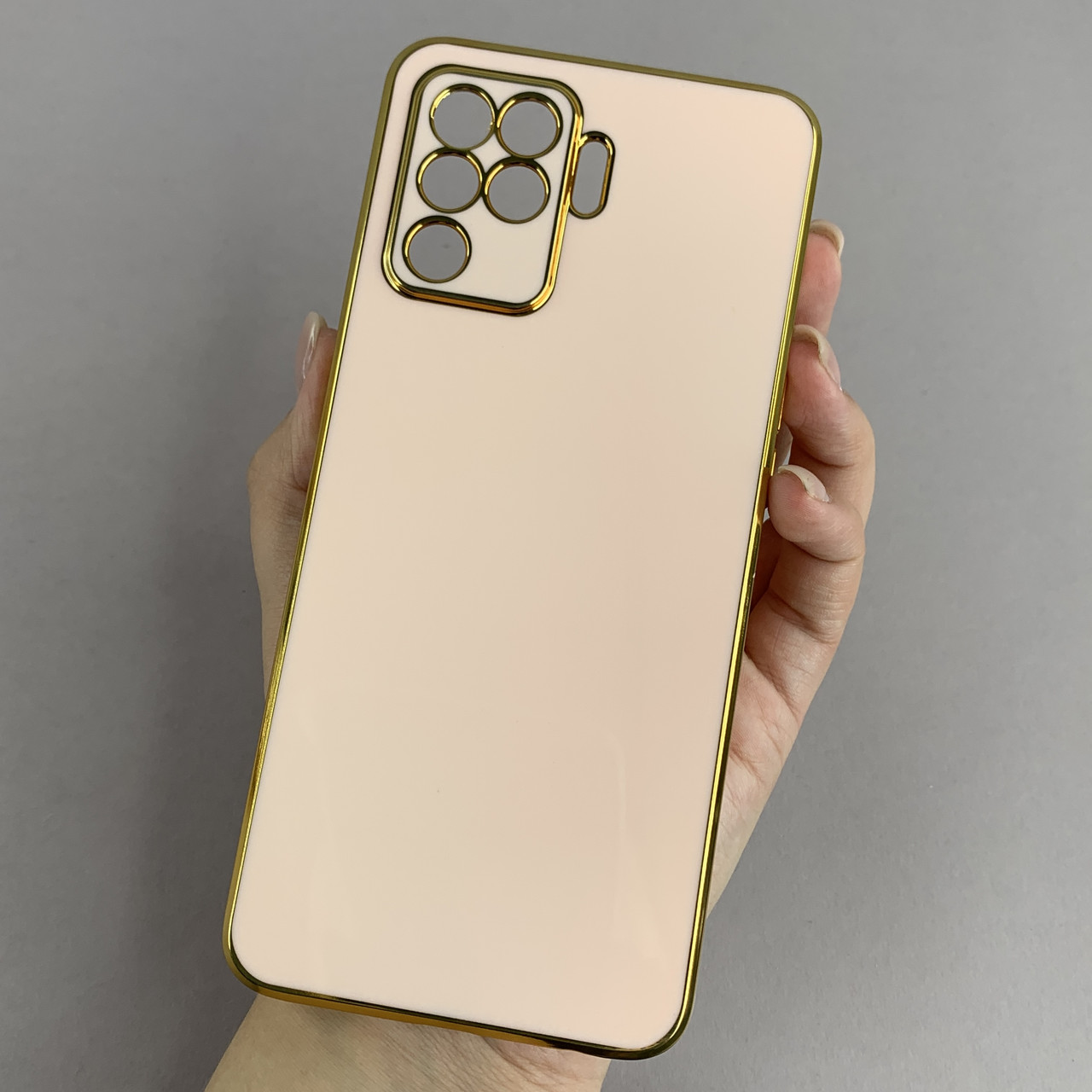 Чохол для Oppo Reno 5 Lite глянцевий із золотою окантовкою чохол на ...