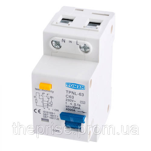 Автомат дифференциальный 63А 30мА, дифавтомат АС, TOMZN TPNL-63-C63 th ...
