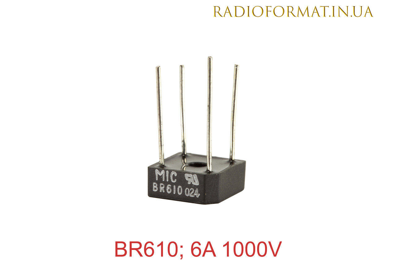 Міст діодний однофазний BR610 (6A 1000V) (ID#2351034732), ціна: 7 ...