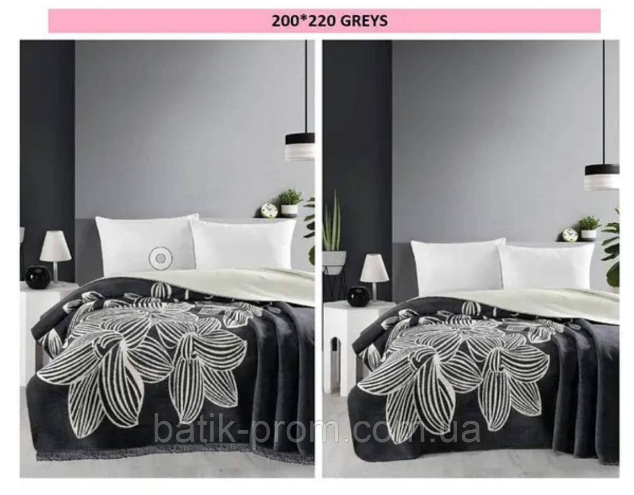 Плед Турецький з бахромою Vefa 200х220 GREYS, Плед євро розмір, Бавовняна ковдра Туреччина ...