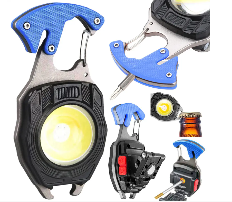 LED ліхтарик W5147 акумуляторний з Type-C 7в1, прикурювач, карабін, ніж, магніт, ціна: 290 ...