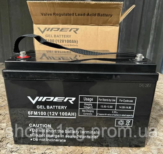 Гелевий акумулятор Viper Gel 100 Ah 12 V для інверторів ІБП ДБЖ ...