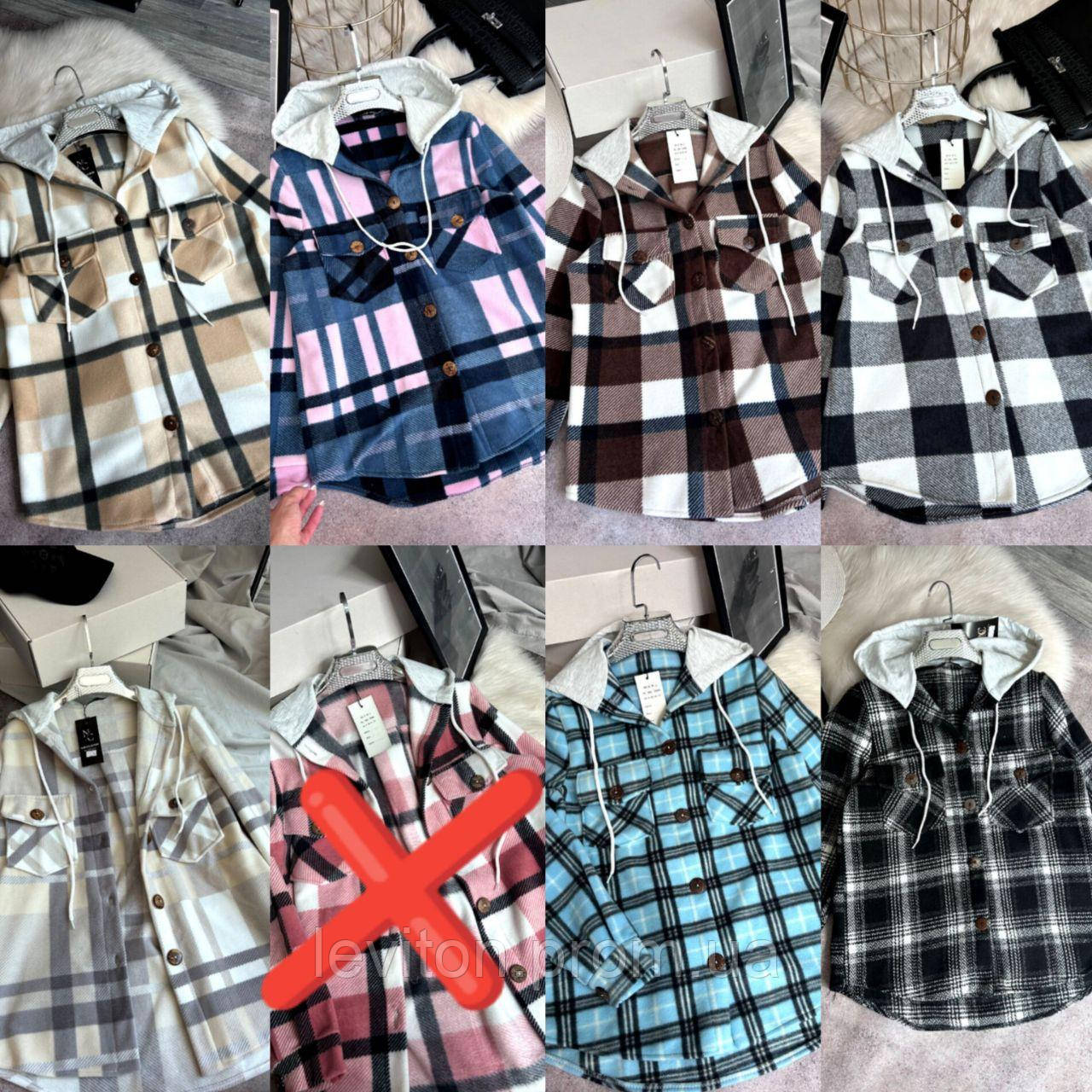 Женская теплая флисовая рубашка в клетку с капюшоном (ID#2311860120 ...