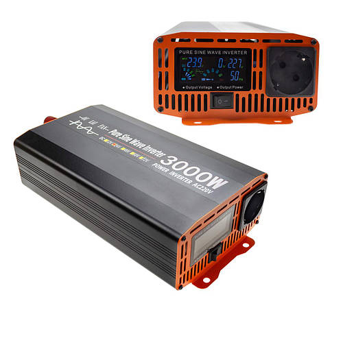 Инвертор 24-220 "Pure sine wave 3000W", преобразователь напряжения 24V-220V (Чистая Синусоида ...