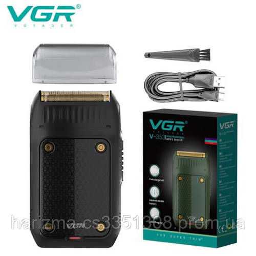 Чоловіча акумуляторна електробритва з відкидним тримером VGR V-353 шейвер для гоління бороди та ...