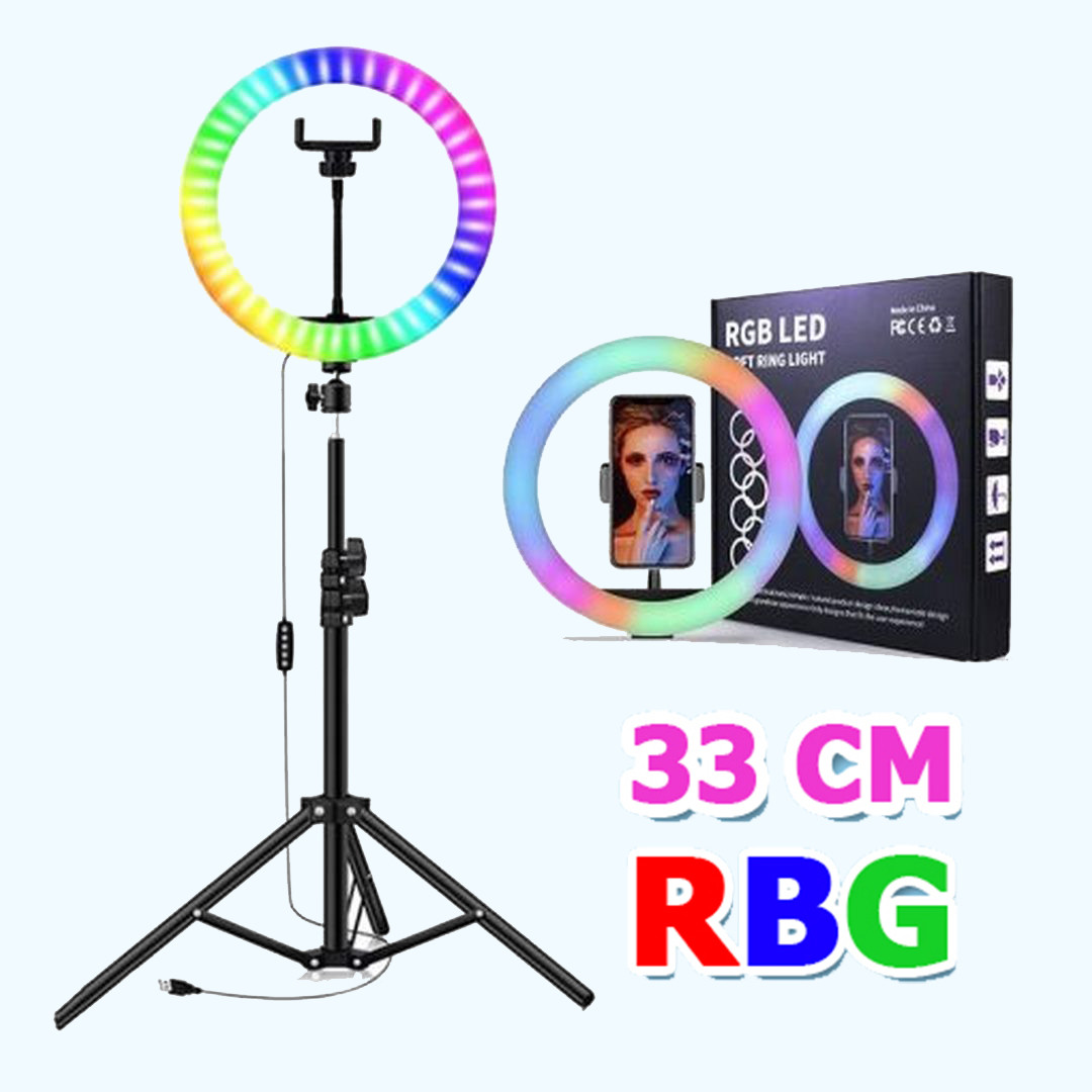 Кільцева лампа для занять фотографією 33 см RBG зі штативом 2 м ...