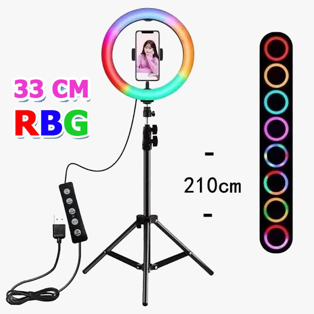 Кільце тримач для телефона 33 см RBG зі штативом 2 м, Світлодіодна ...