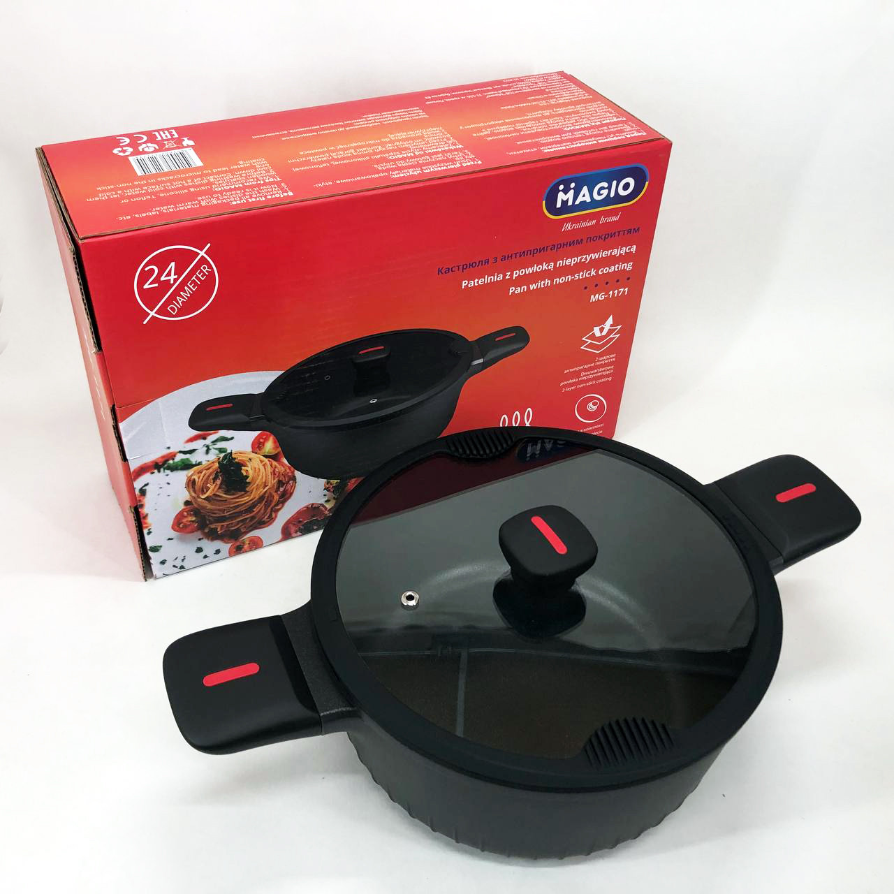 Кастрюля Magio MG-1171 Литая антипригарная 5л XF-307 24 см (ID#2356350810), цена: 999 ₴, купить ...
