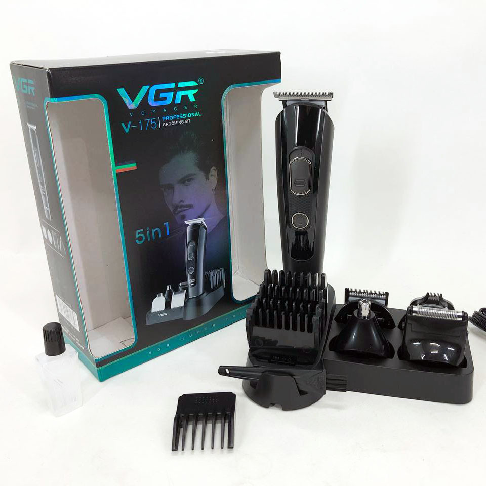 Професійна бездротова машинка для стрижки волосся VGR V-175 тример для бороди та вусів GU-260 з ...