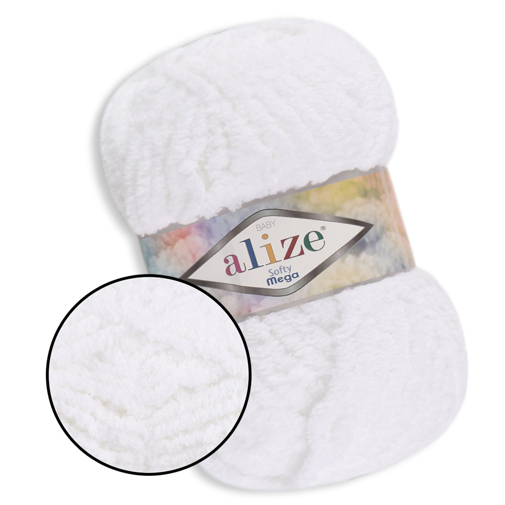 Alize Softy Mega, Білий No55 - купити інтернет-магазин товарів для рукоділля Україна. Опт та роздріб