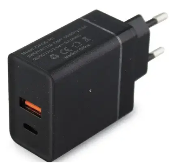 Адаптер 220V USB і Type C, блок живлення для заряджання колір чорний ...