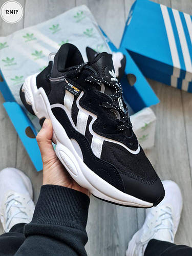 Демисезонные vужские кроссовки Adidas Ozweego, черно белые кроссовки ...