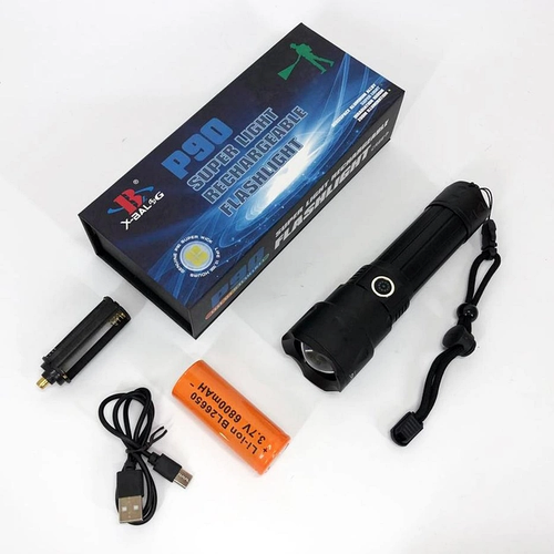 Яскравий кишеньковий ліхтарик Bailong BL-A75-P90, тактичний ручний 26650 АКБ, мінігальто ліхтар ...