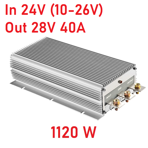 Перетворювач напруги з 24v на 28v 40А (1120W), DC інвертор підвищувальний, Модуль конвертор ...
