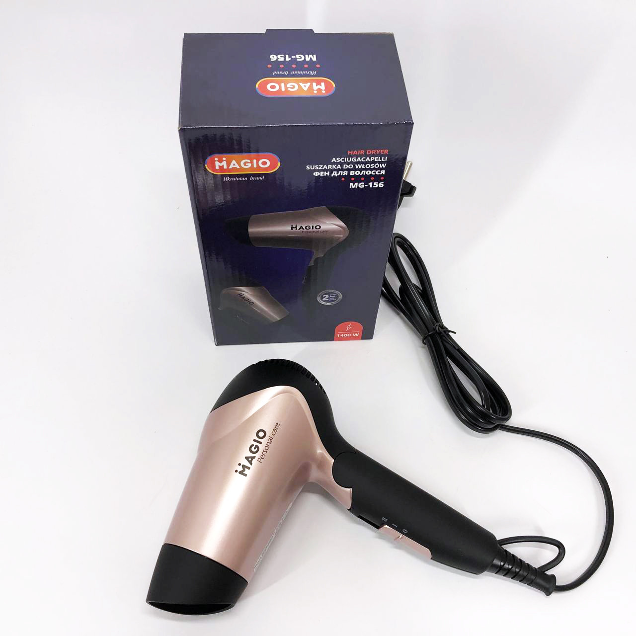 Фен дорожній Magio MG-156, Дорожній фен для волосся, Фен для голови, Фен потужний, Класичний фен ...