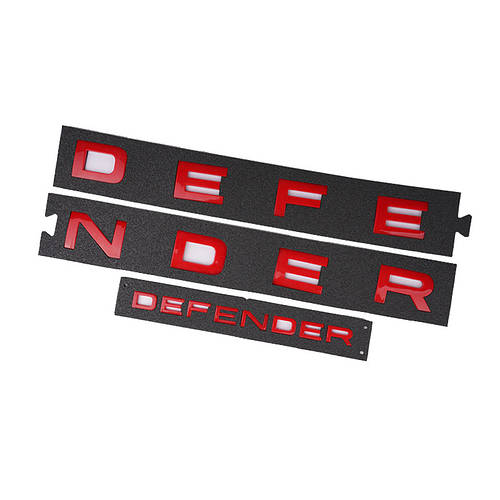 Эмблема надпись DEFENDER 2шт передняя + задняя КРАСНАЯ для LAND ROVER ...