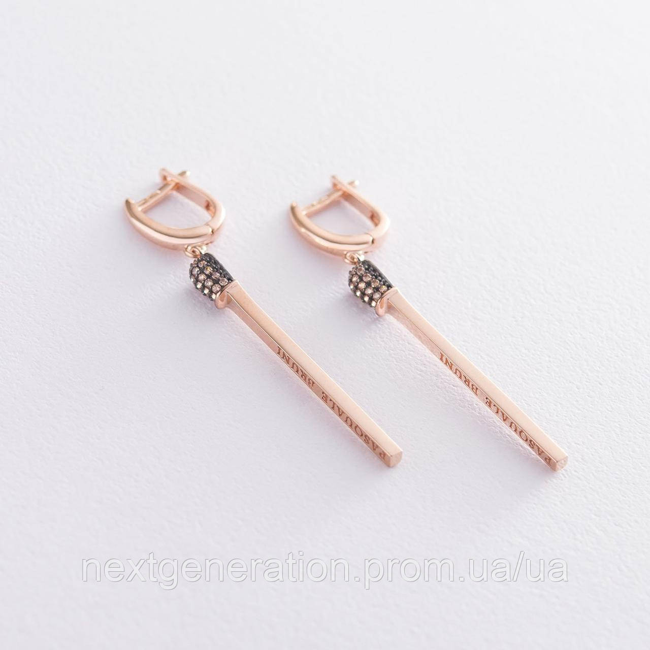 Золоті сережки Сірники (фіаніти) 06251 Онікс, 6734735 154 (ID ...