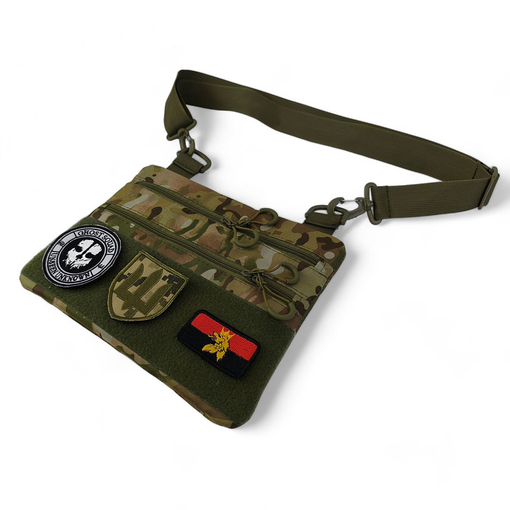 Сумка-кобура мультикам наплічна з липучкою для шевронів, тактична сумка ...