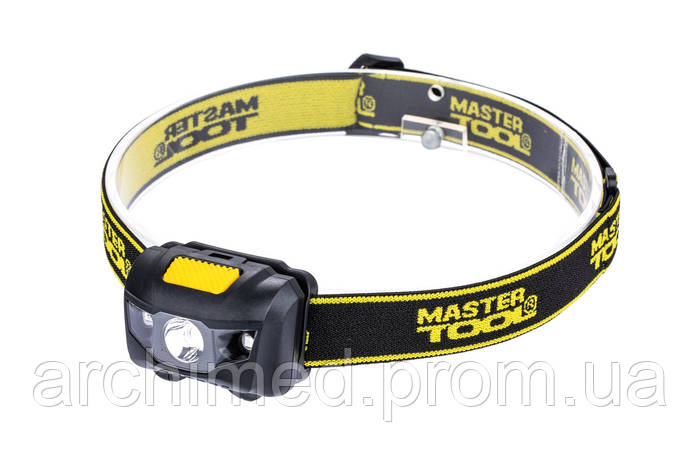 Ліхтар налобний MASTERTOOL 4 режими 59х41х32 мм WHITE LED+2xRED LED 3xAAA ABS 94-0812, 7235553 ...