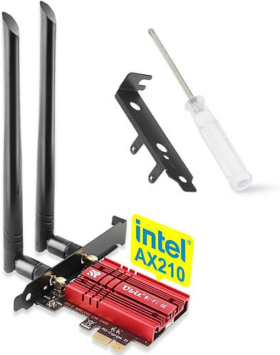 Карта Wi-Fi Ubit 5400 Мбит/с Intel AX210 (6 ГГц/5 ГГц/2,4 ГГц) PCIe ...