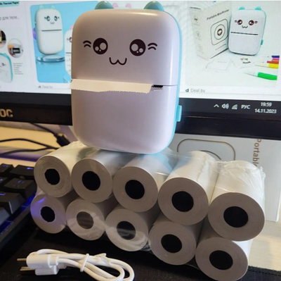 Портативний міні принтер термопринтер Mini printer Pink, ціна: 385 ...