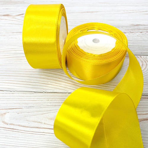 *5 рул* / Стрічка атласна / Жовта / 4 см / 25 ярдів (22,86 м) (ID ...