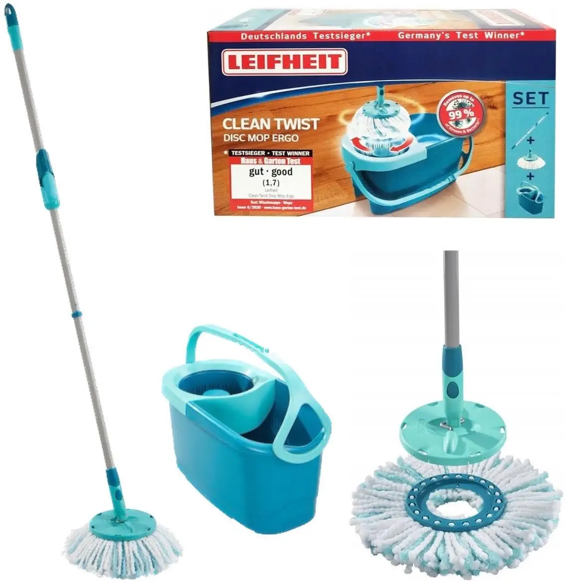 Набір для прибирання Leifheit Clean Twist Disc Mop Ergo Німеччина (ID ...