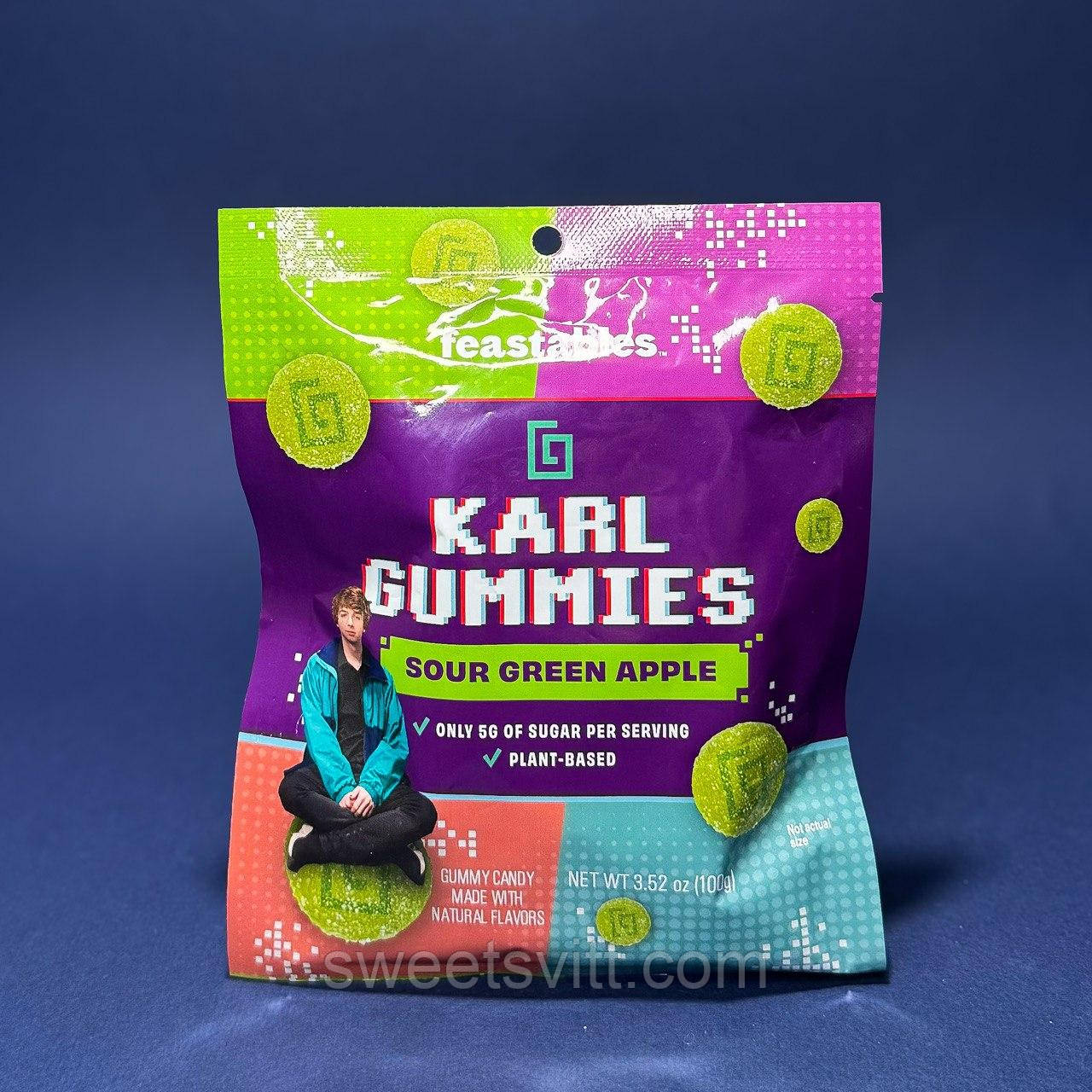 Желейні цукерки MrBeast Feastables Karl Gummy Sour Green Apple 100 г ...