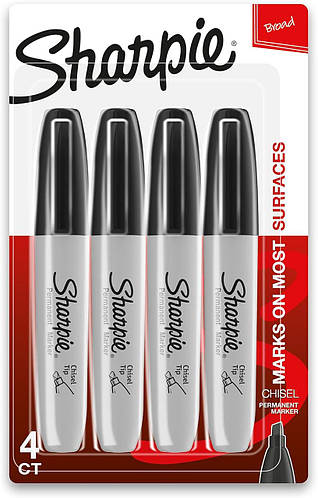 Маркеры перманентные Sharpie Permanent Markers, Chisel Tip Черный 4 шт ...