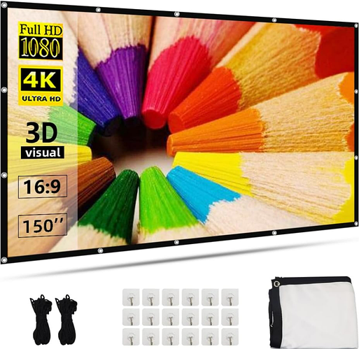 Проекционный экран TOWOND 16:9 HD, 150 дюймов, складной и портативный ...
