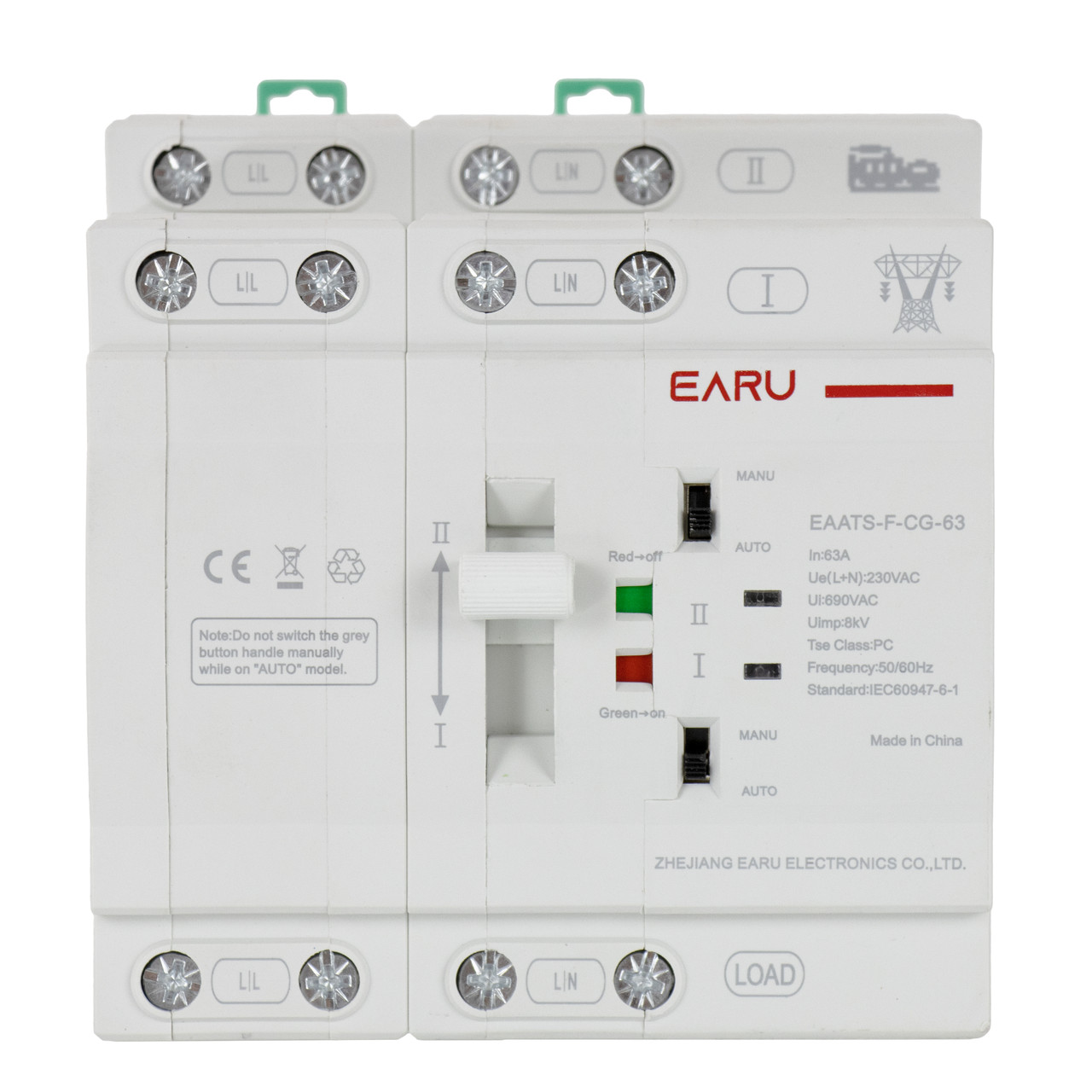 Автоматичний перемикач введення резерву (реле) EARU EAATS-F-CG-63A 4P (АВР/ATS) 3-фази (ID ...
