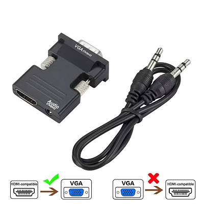 Качественный Переходник HDMI M to VGA F + Audio 0.1m 4K/2K black ...