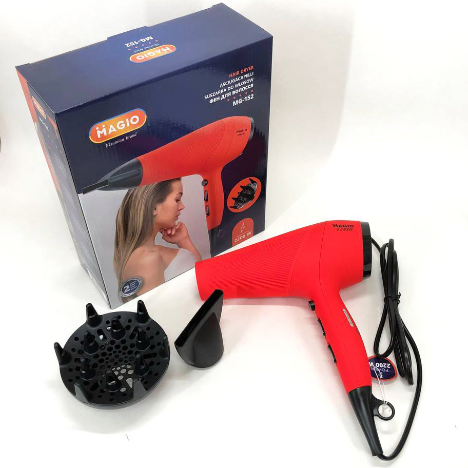 Стильный фен для укладки волос MAGIO MG-152, Современный фен для волос, Фен с режимом AF-572 ...