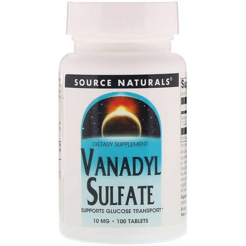 Ванадий сульфат, Vanadyl Sulfate, Source Naturals, 10 мг, 100 таблеток ...