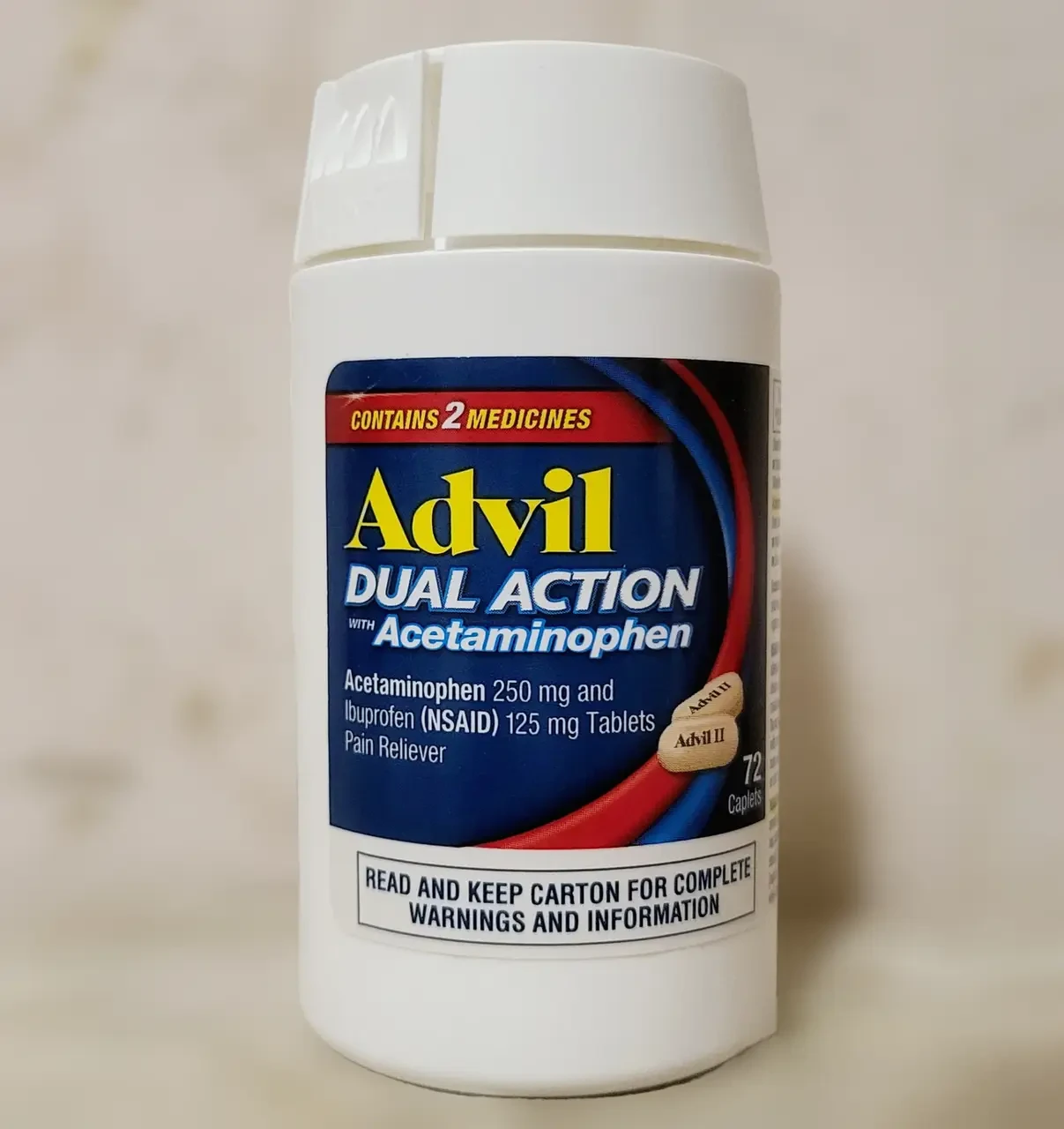 Advil Dual Action with Acetaminophen and Ibuprofen 72 капсул (ID ...