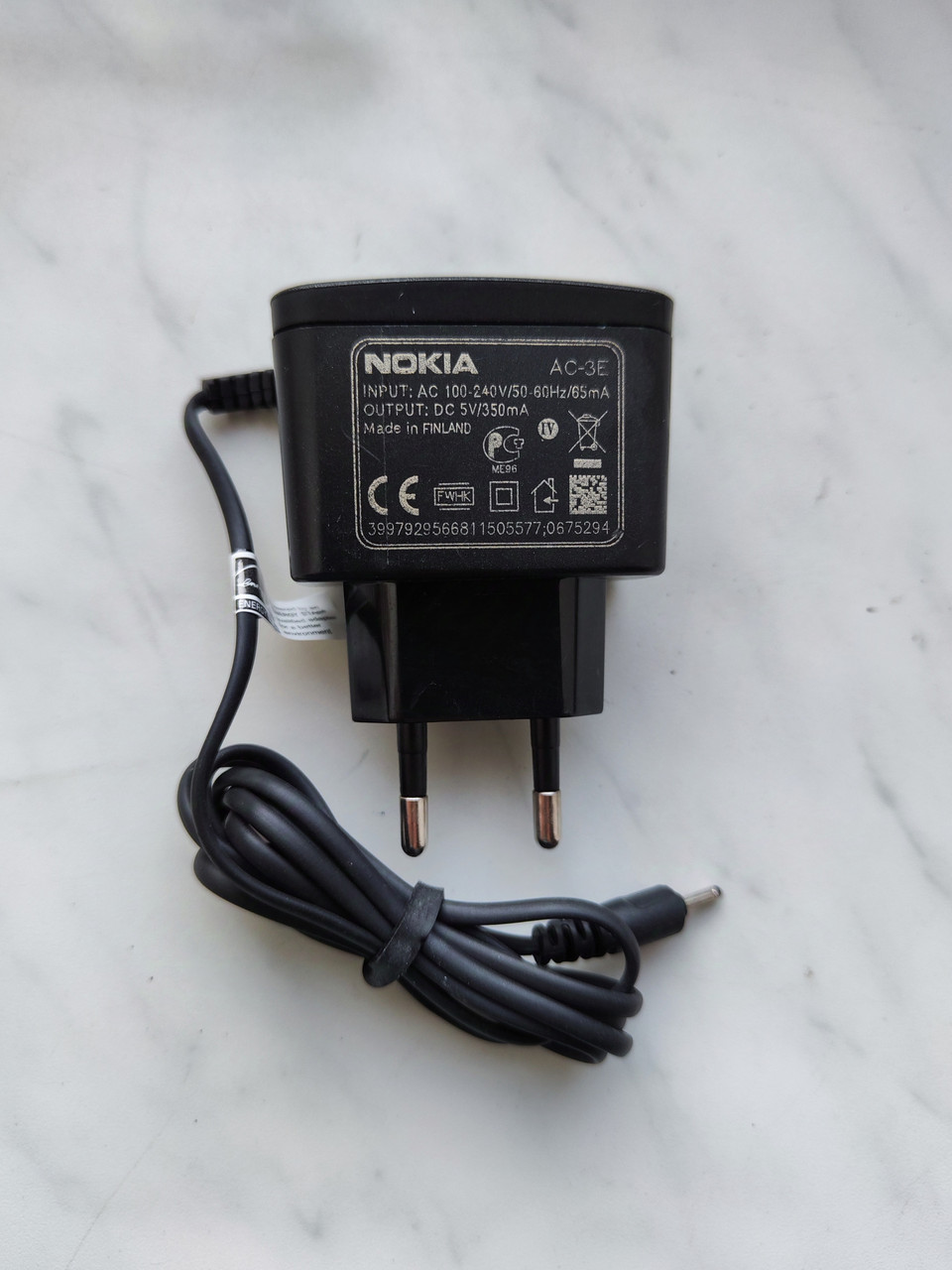 Сетевое зарядное устройство (СЗУ) Nokia AC-11E AC-11 ( Тонкий штекер ...