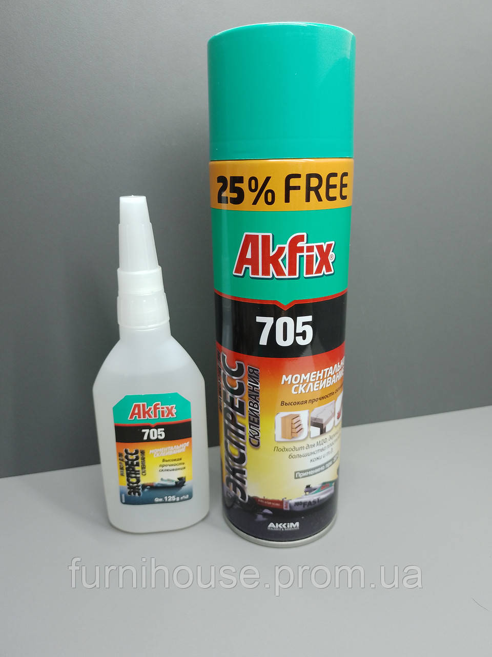 Набір Клею для Експрес Склеювання Akfix 705 125 Грам Клей +500 Мл Активатор / Супер Клей ...