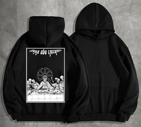 Чоловіче тепле худі з принтом Воля або смерть сансет / Will or death ...