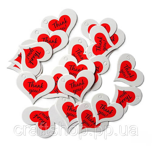 Бірка "Thank You" паперове серце 32x39мм (біла) (ID#2372218759), ціна ...