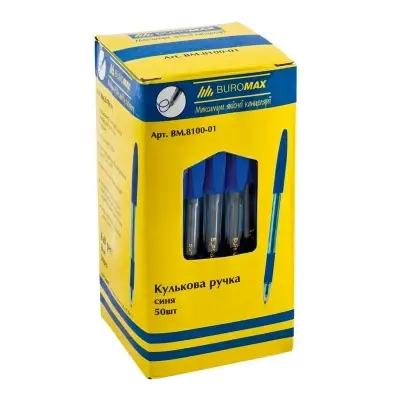 Ручка кулькова "BuroMAX" /BM.8100-01/ синя з гумовим грипом (ID#2385097934), ціна: 10 ₴, купити ...