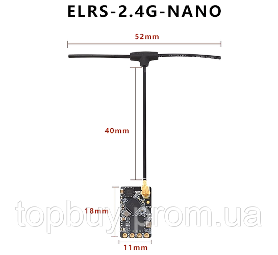 Приймач ELRS 2.4GHz NANO ExpressLRS Receiver with T type Antenna (ID ...
