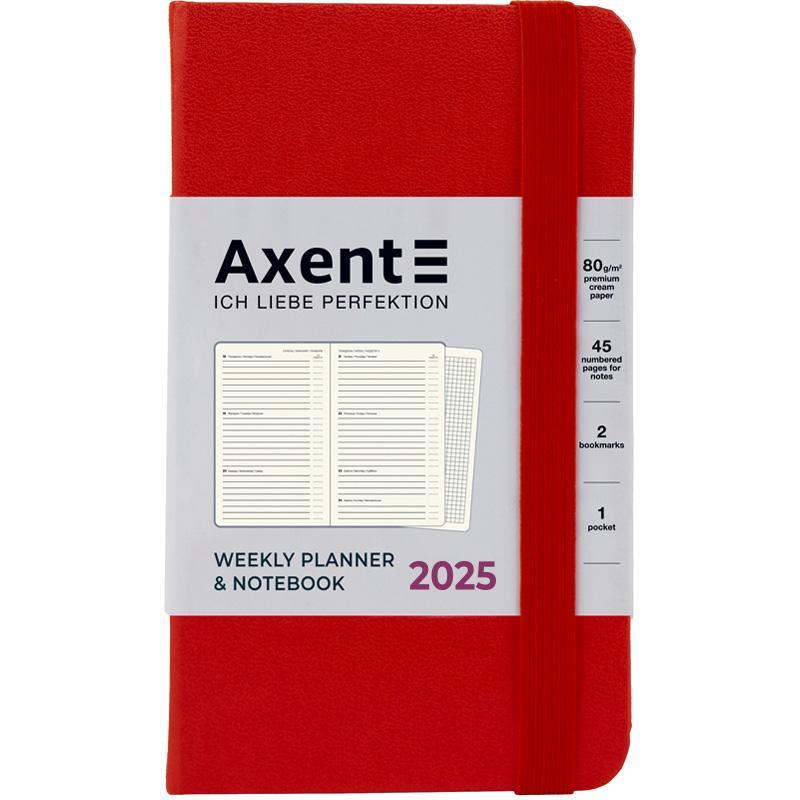 Щотижневик датований 2025 Axent Pocket Strong 90х150 96 стор. червоний тверда обкл. (8508-25-05 ...