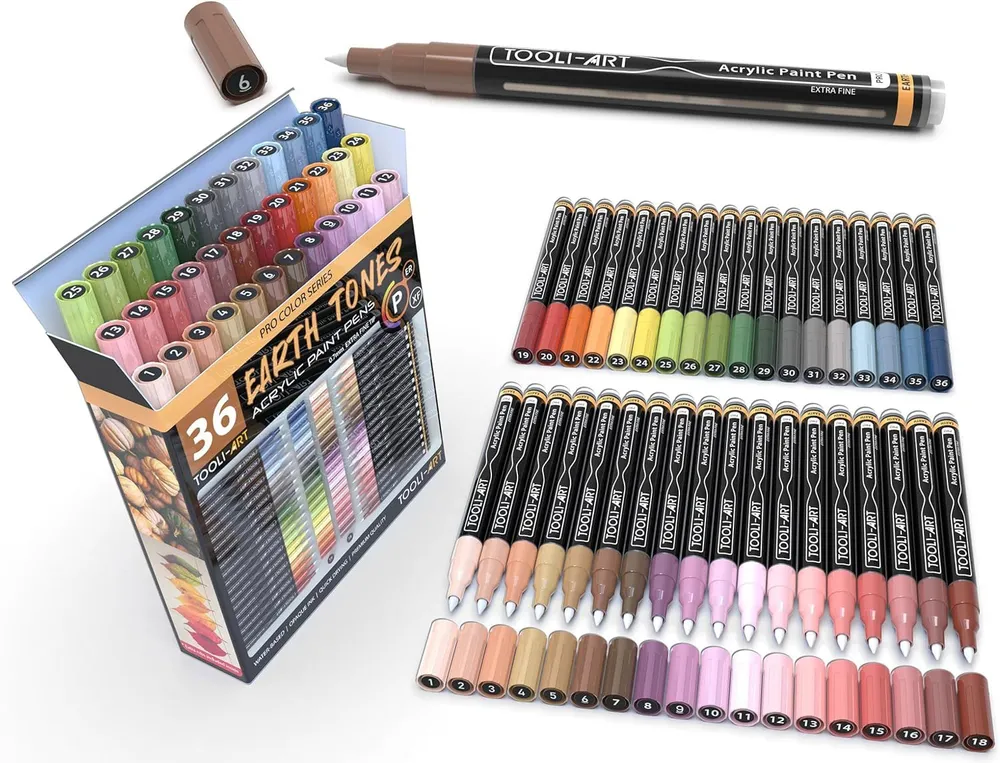 Акриловые маркеры Tooli-Art Skin and Earth Tones 0.7 мм extra fine 36 ...