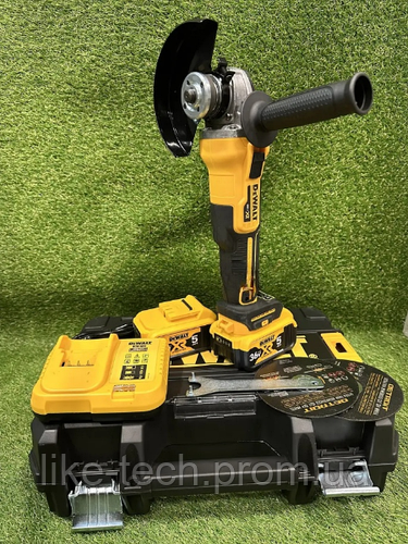 Акумуляторна безщіткова кутова шліфувальна машина Dewalt DCG405 (36V, 5 ...