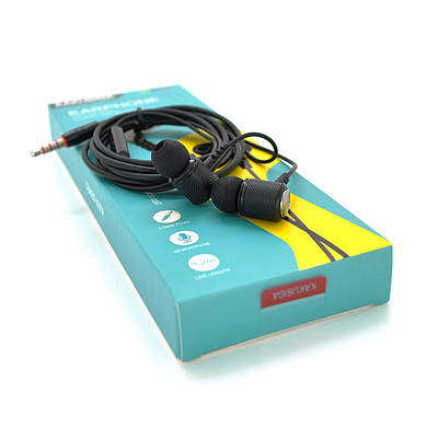 Наушники проводные iKAKU KSC-666 KUYA с микрофоном для музыки и звонков черные внутриканальные ...